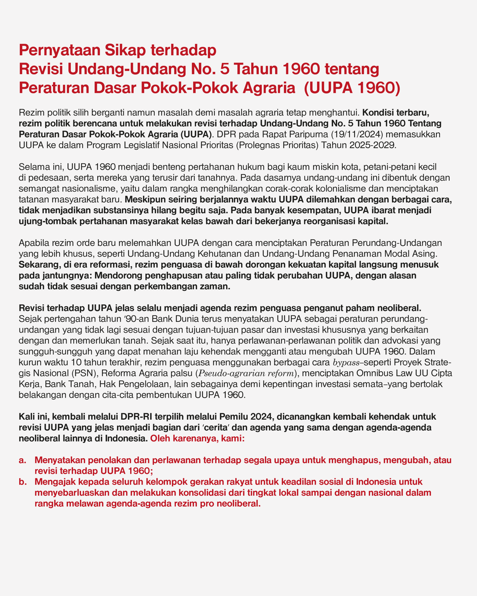 Tolak dan Lawan Agenda Revisi Undang-Undang No 5 Tahun 1960 tentang ...